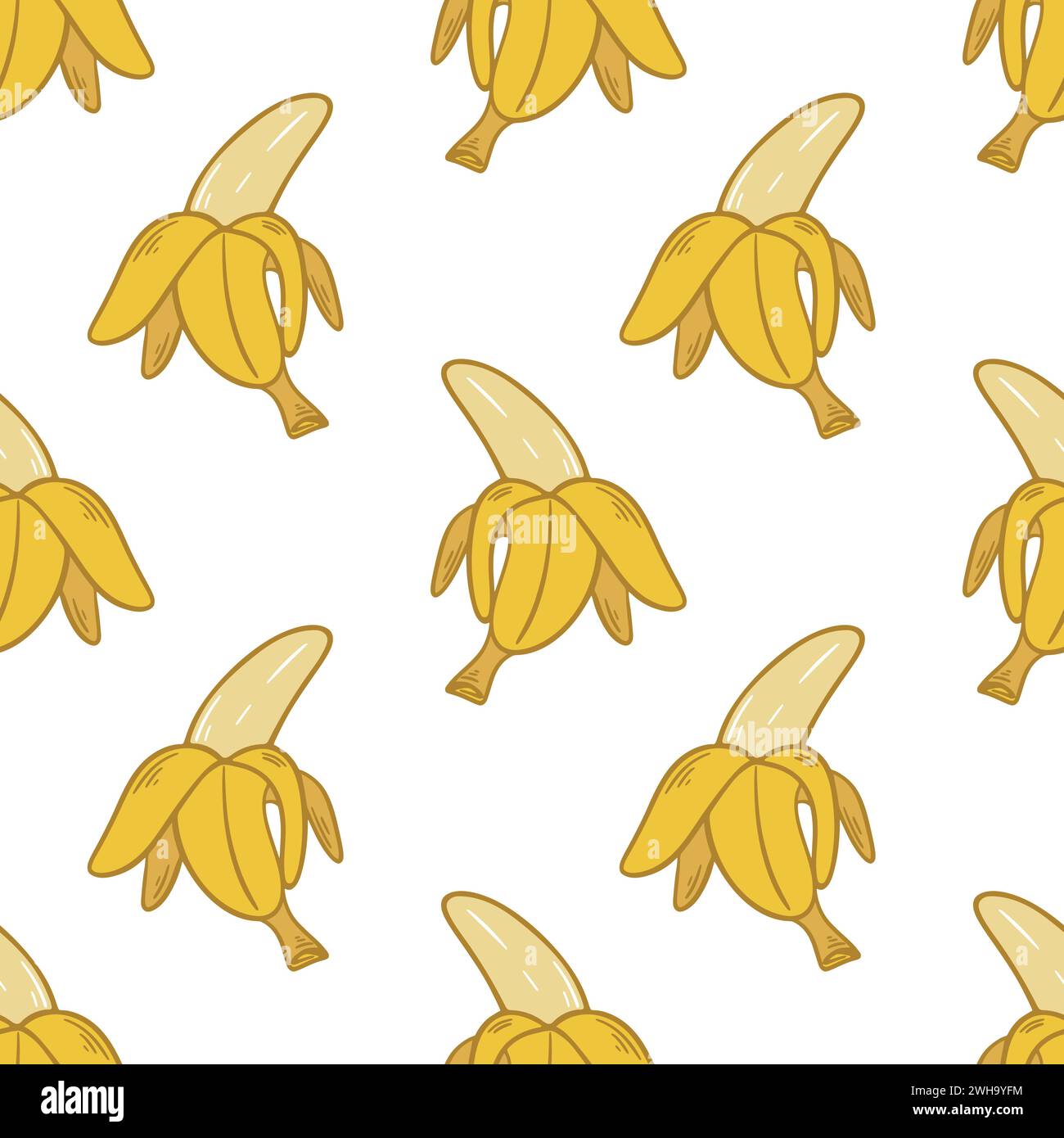 Yellow ripe bananas background illustration. Peeled bananas seamless ...