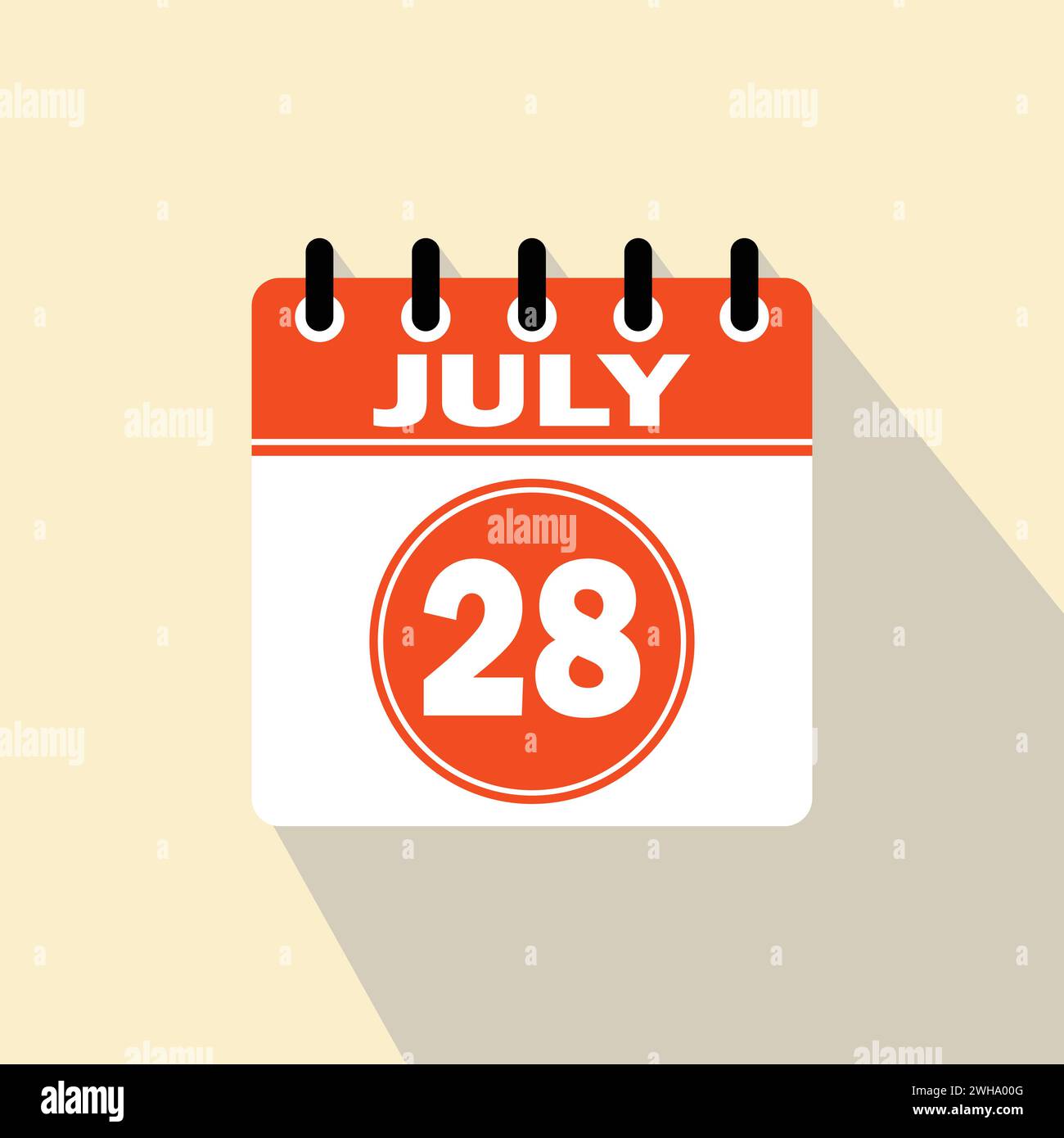 Icon calendar day - 28 July. 28 days of the month, vector illustration ...