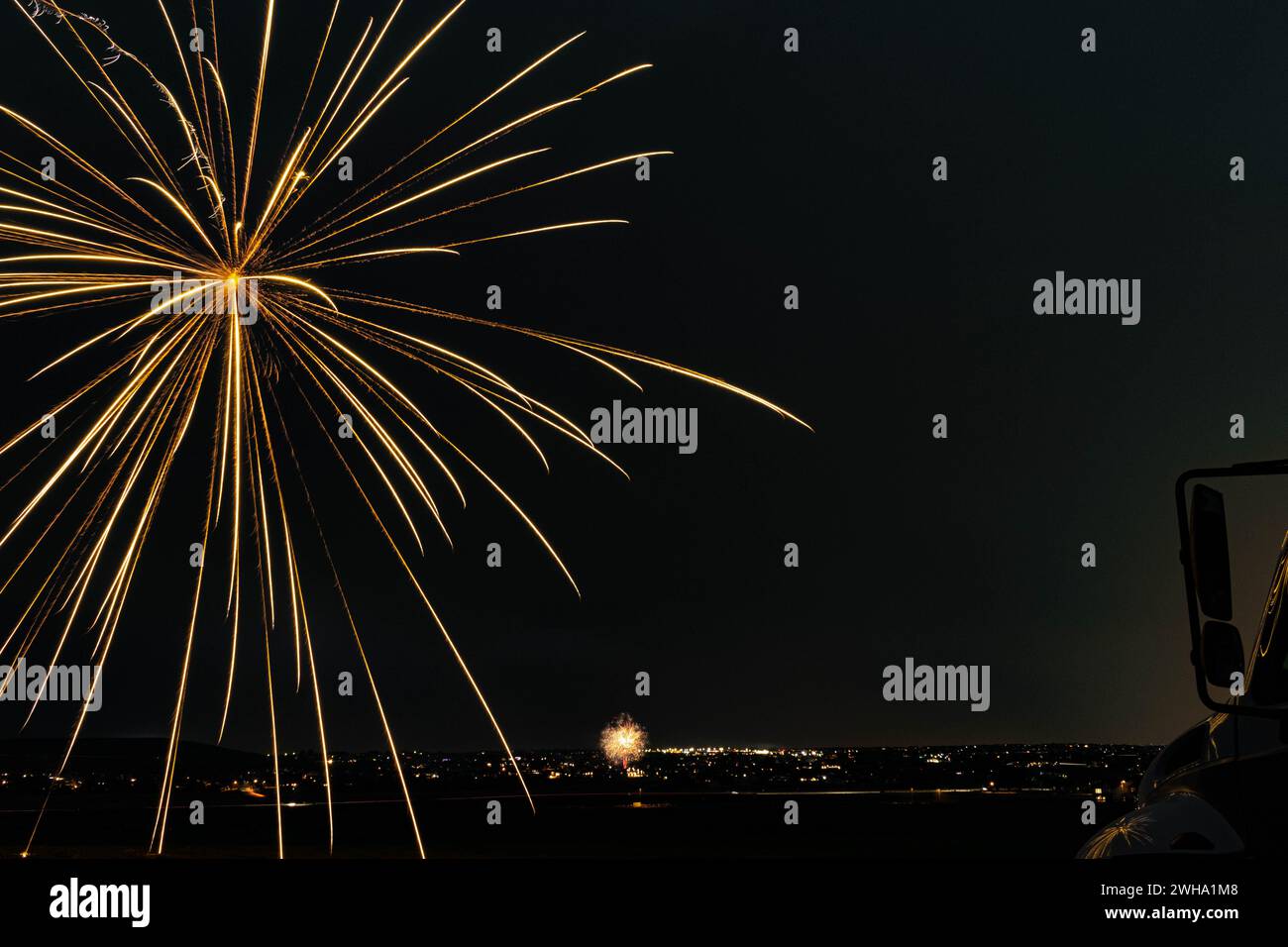 A long exposure of firework on the 4th of July Stock Photo - Alamy