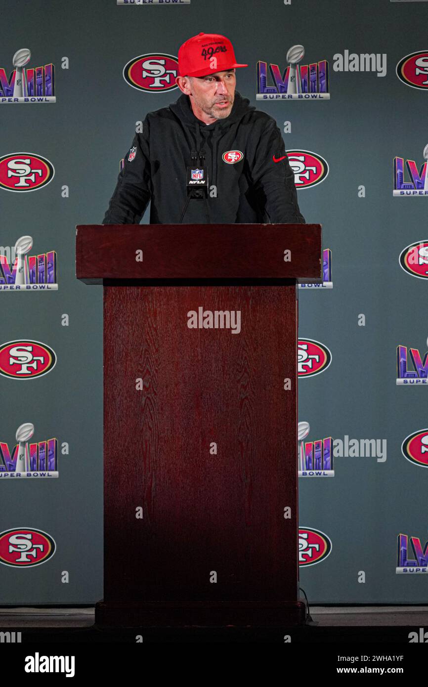 Henderson, Nevada, USA, February 8, 2024, 49ers head coach Kyle ...