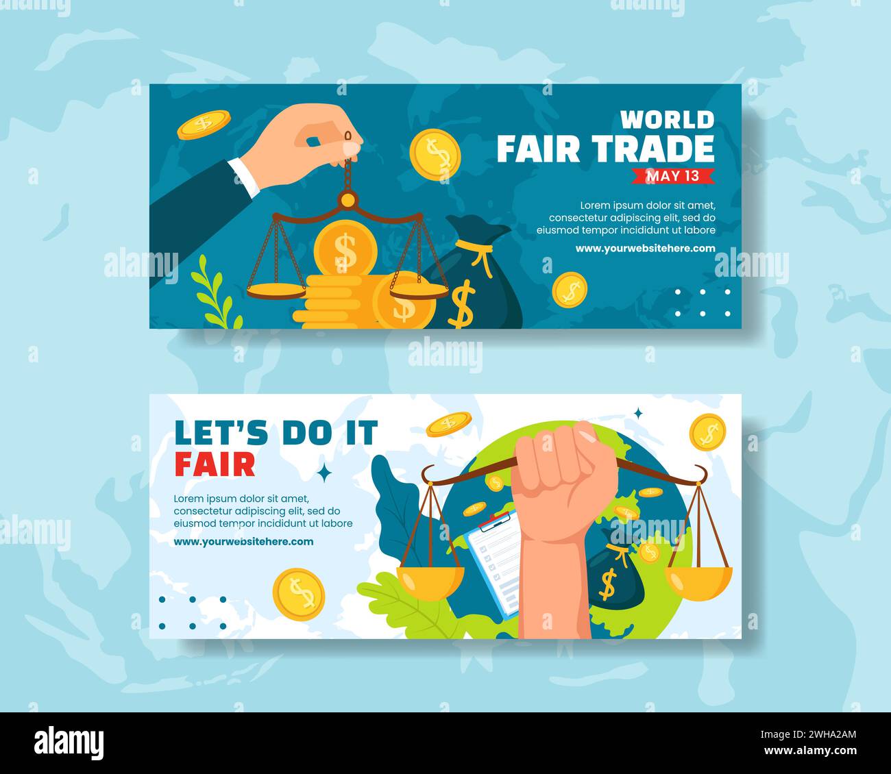 Fair Trade Day Horizontal Banner Flat Cartoon Hand Drawn Templates ...