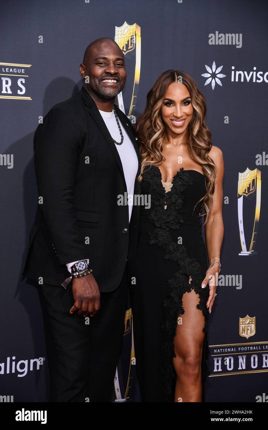Las Vegas, USA. 08th Feb, 2024. Annemarie and Marcellus Wiley walking ...