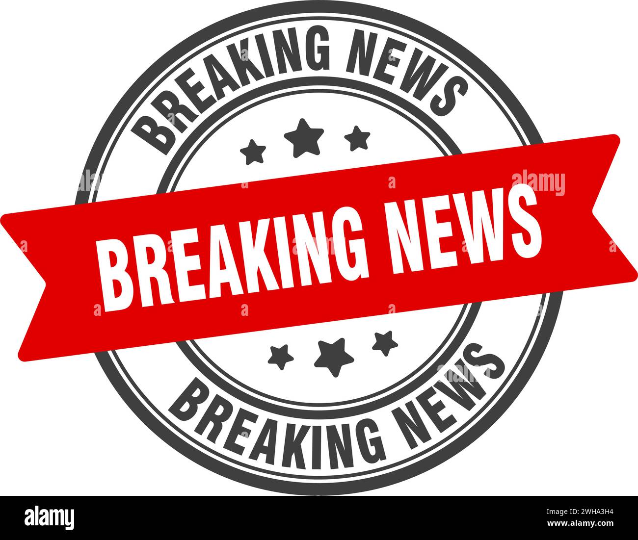 breaking news stamp. breaking news round sign. label on transparent ...