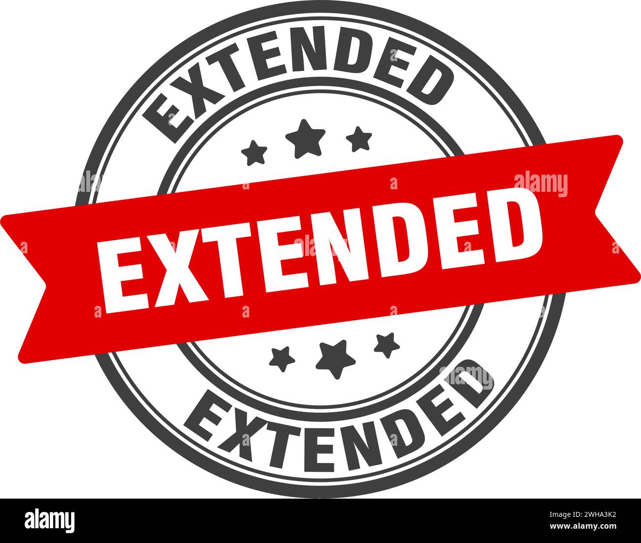 extended stamp. extended round sign. label on transparent background ...