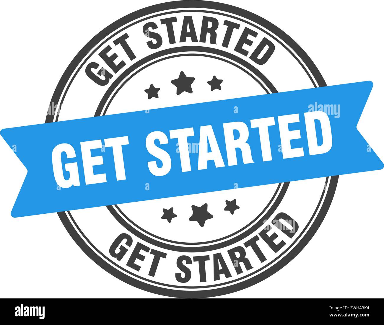 get started stamp. get started round sign. label on transparent ...