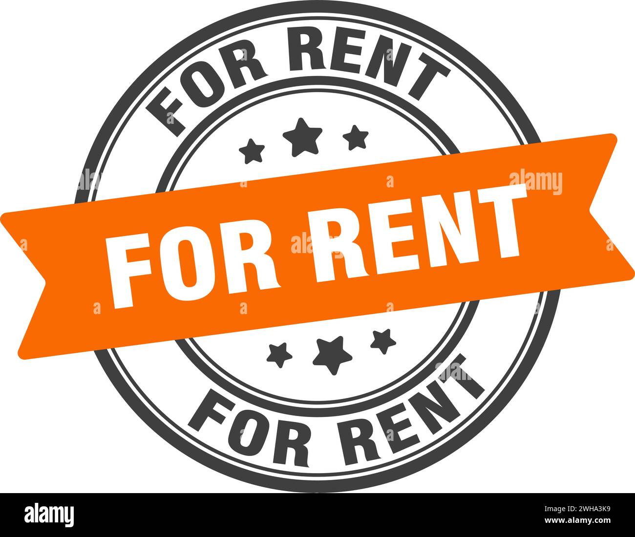 for rent stamp. for rent round sign. label on transparent background ...