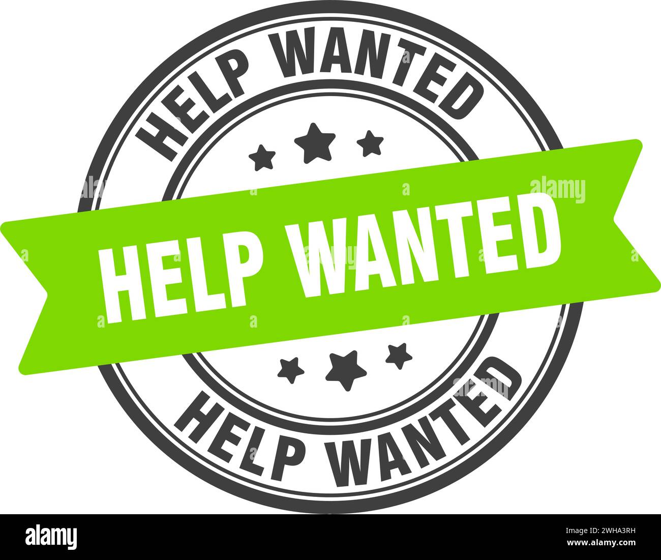 help wanted stamp. help wanted round sign. label on transparent ...