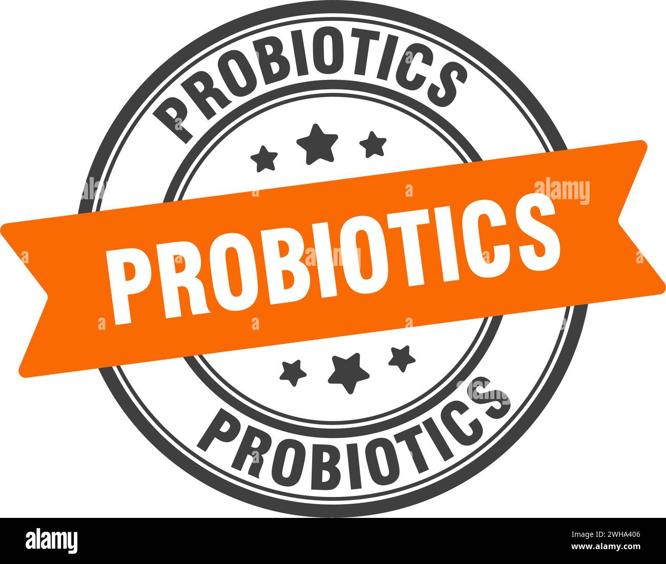 probiotics stamp. probiotics round sign. label on transparent ...