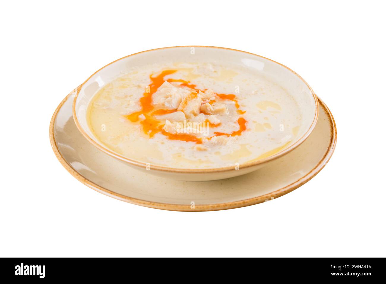 Turkish Traditional Tripe Soup / iskembe corbasi on white background ...