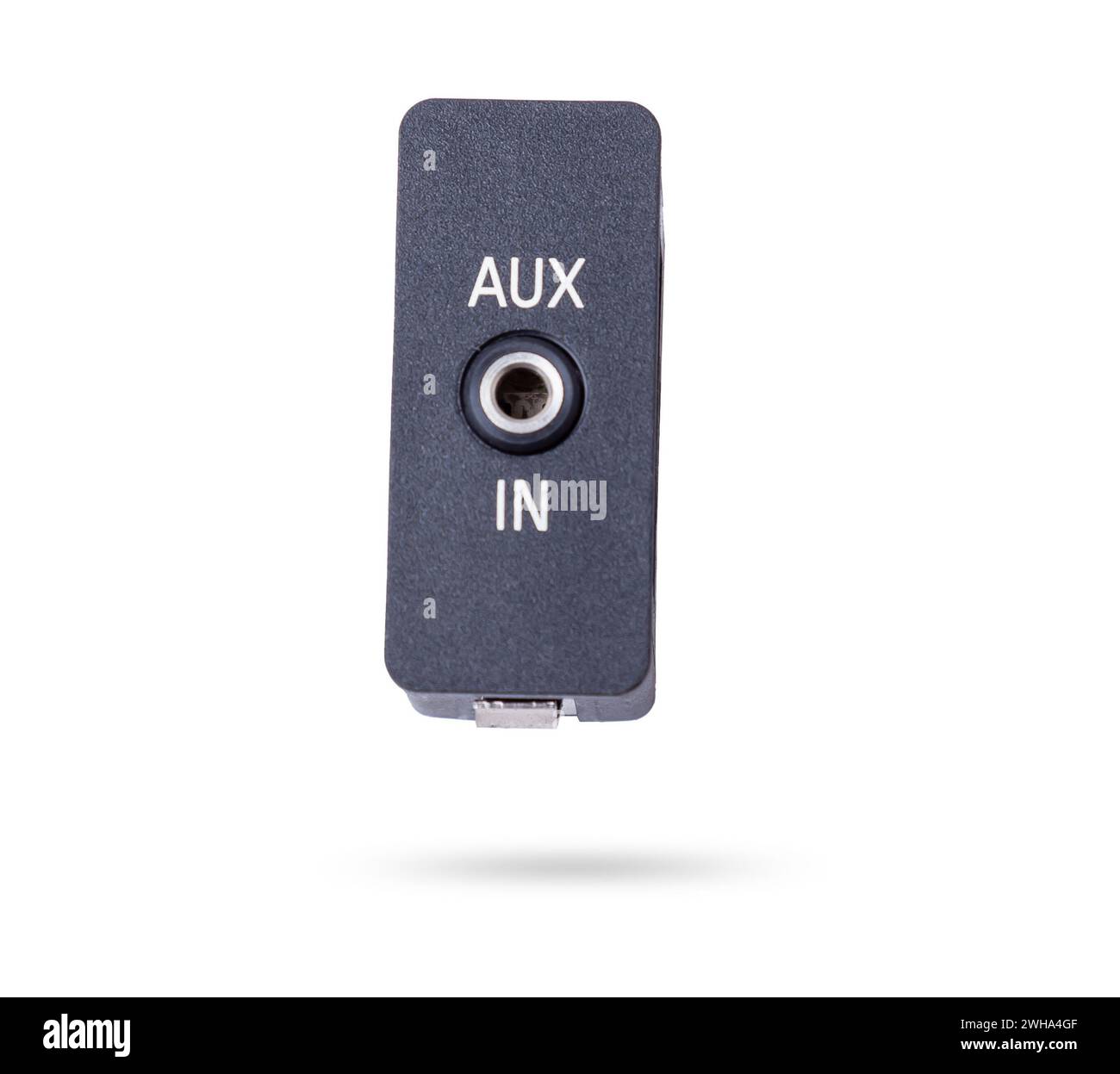 aux port for connecting multimedia players in luxury car on white ...