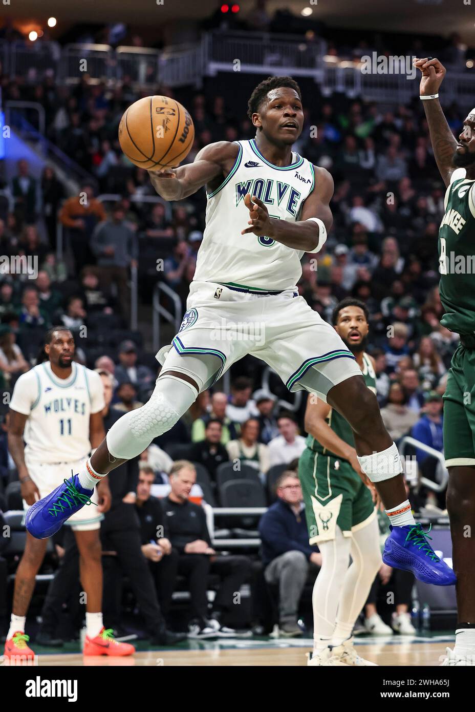 Milwaukee, USA. 8th Feb, 2024. Anthony Edwards of Minnesota ...