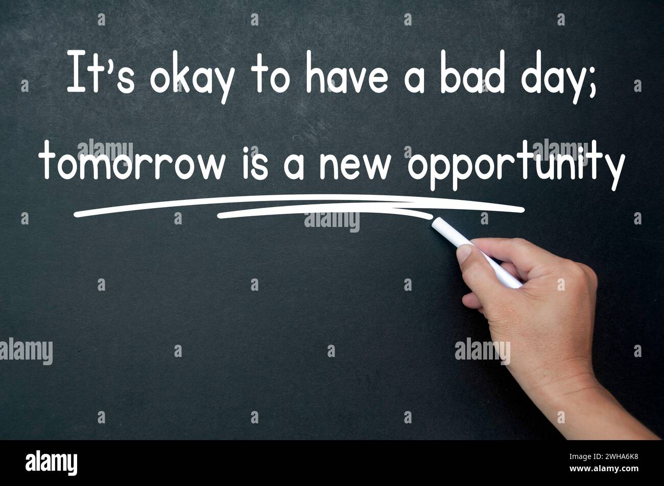 Hand writing It is okay not to have a bad day affirmation on black ...