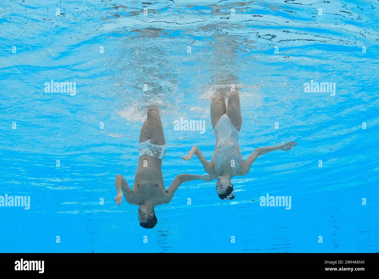 Shi Haoyu and Cheng Wentao, of China, compete in the mixed duet free of ...