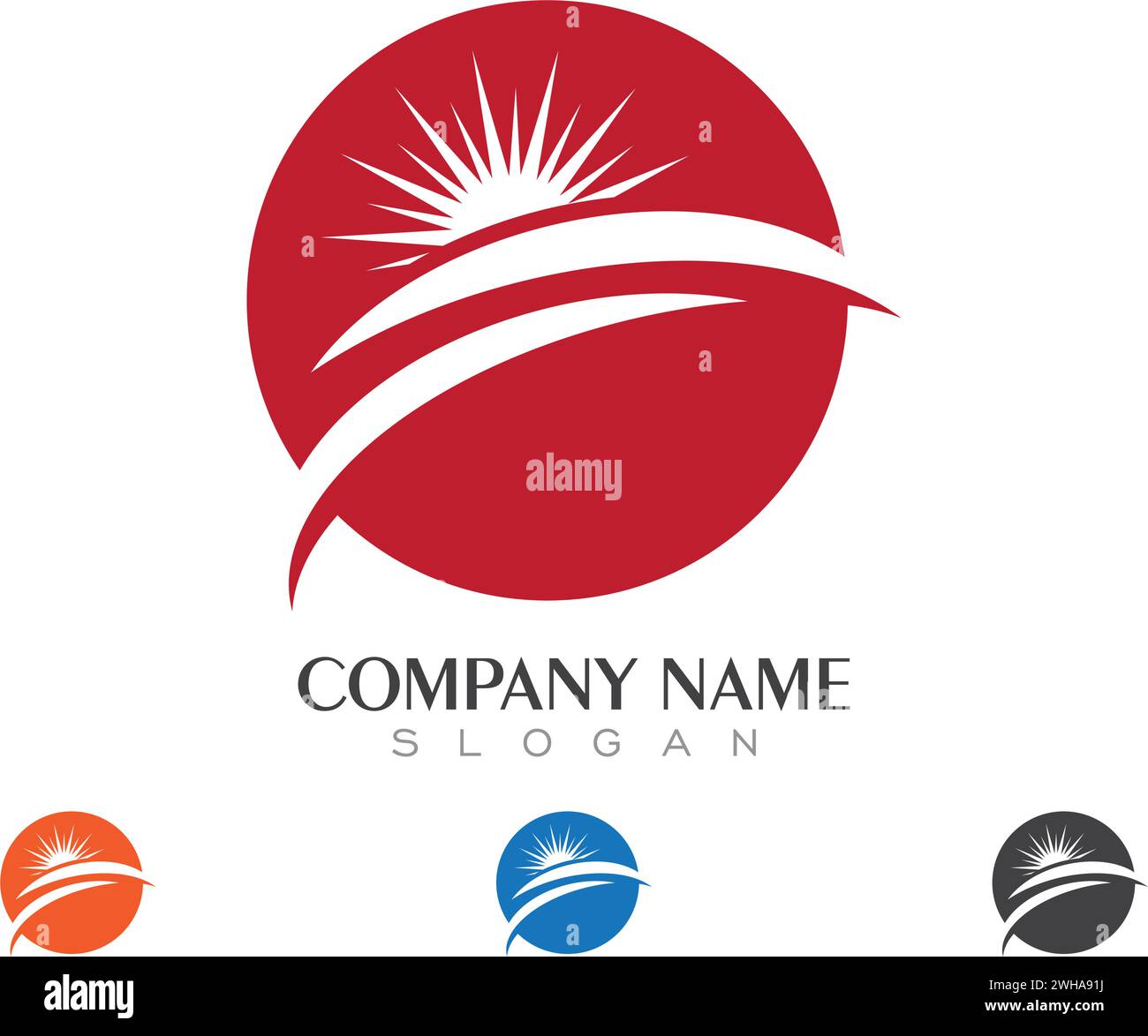 Vector illustration Icon Logo Template Sun over horizon Stock Vector ...