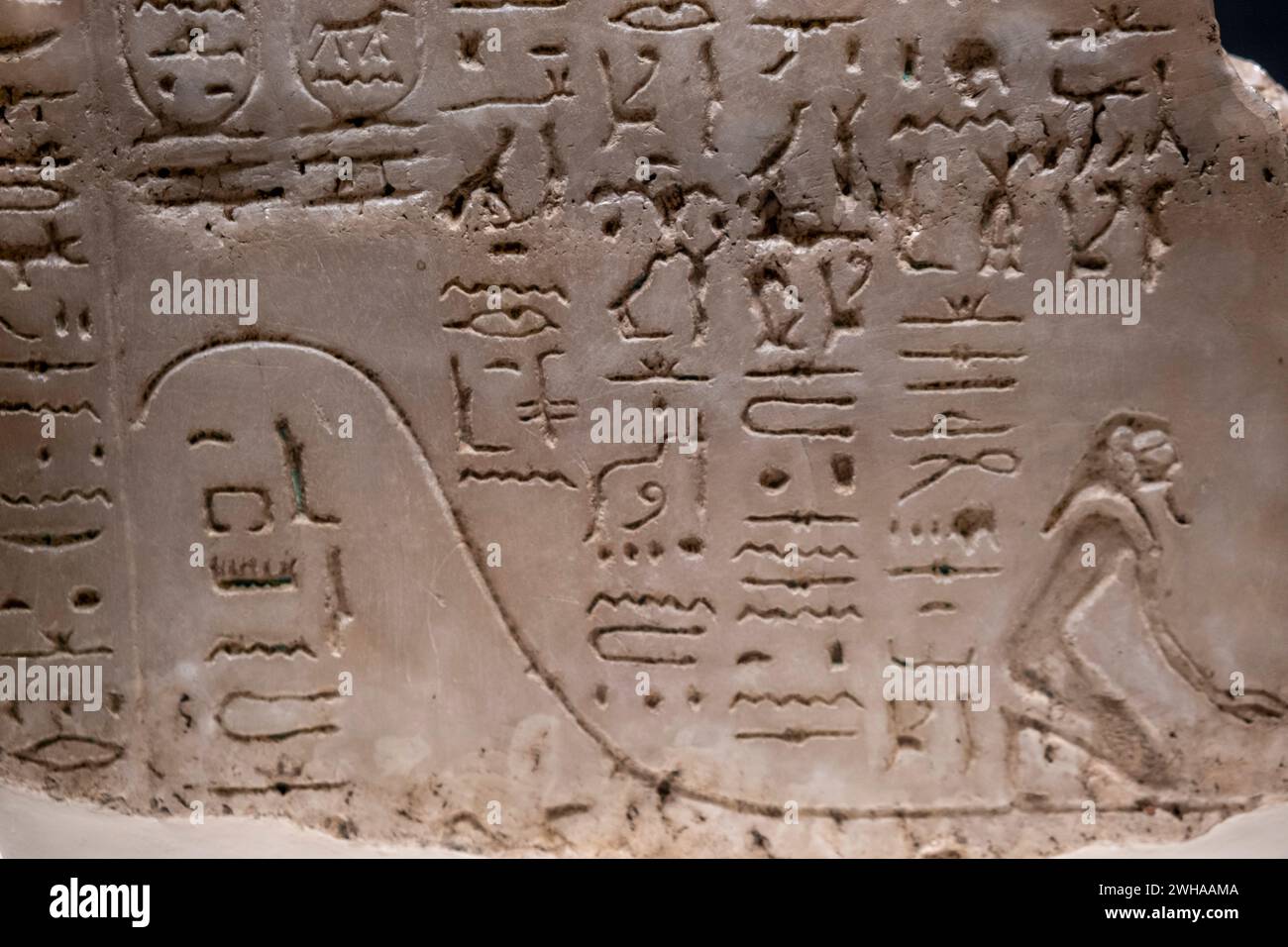 fragment of a sarcophagus of pharaoh Merenptah, calcareous stone ...