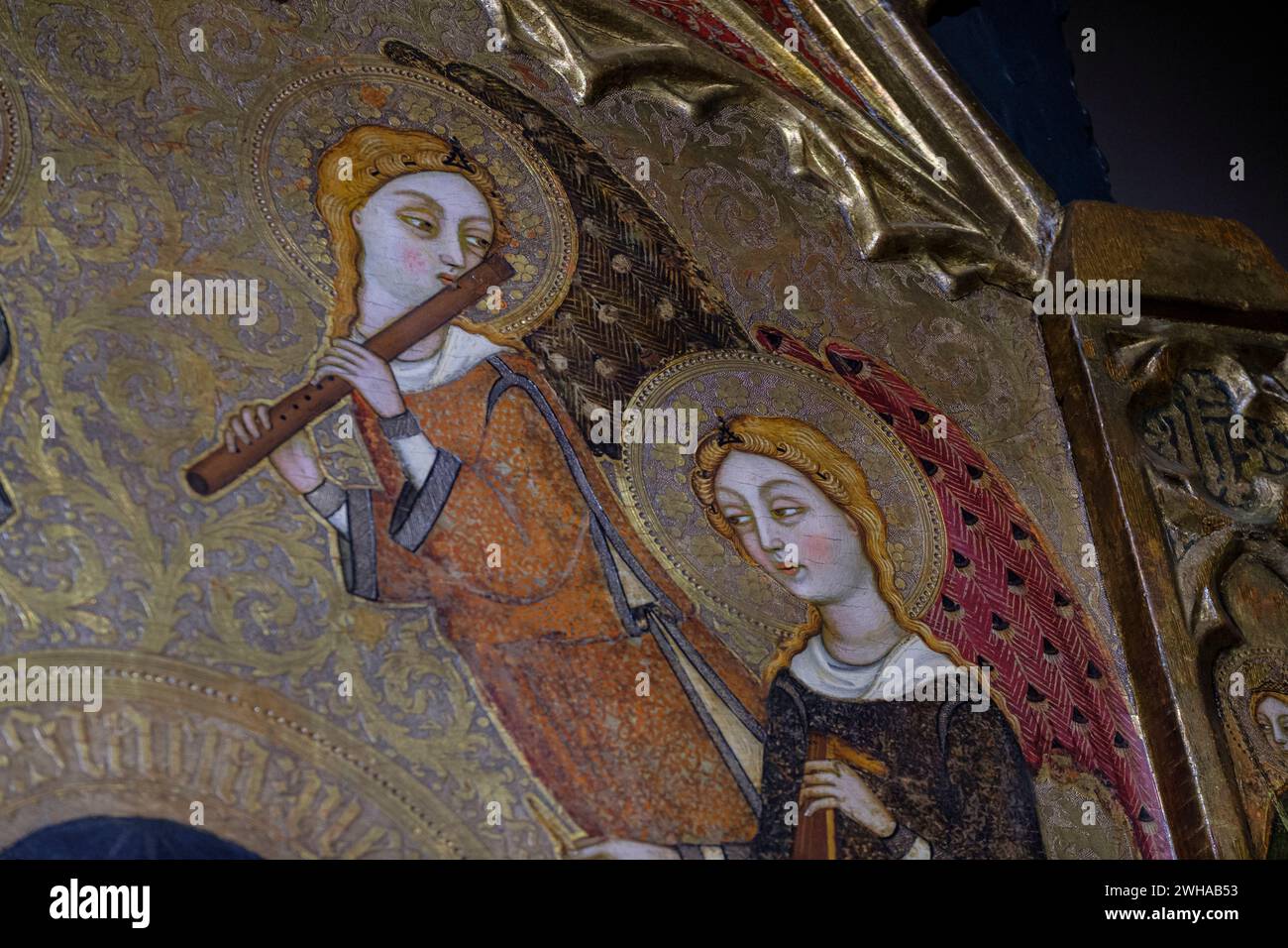 angel with medieval transverse flute, Mother of God of humility with ...