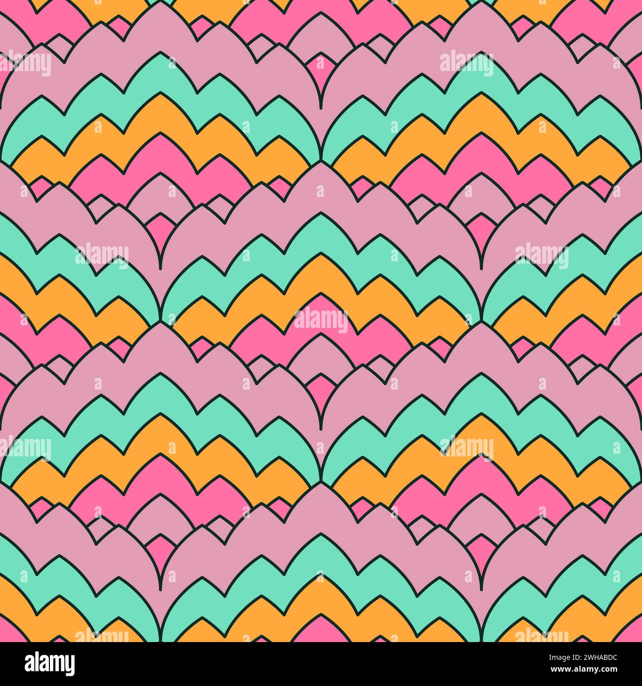 Seamless pattern with geometric flame stitch style motifs Stock Vector ...