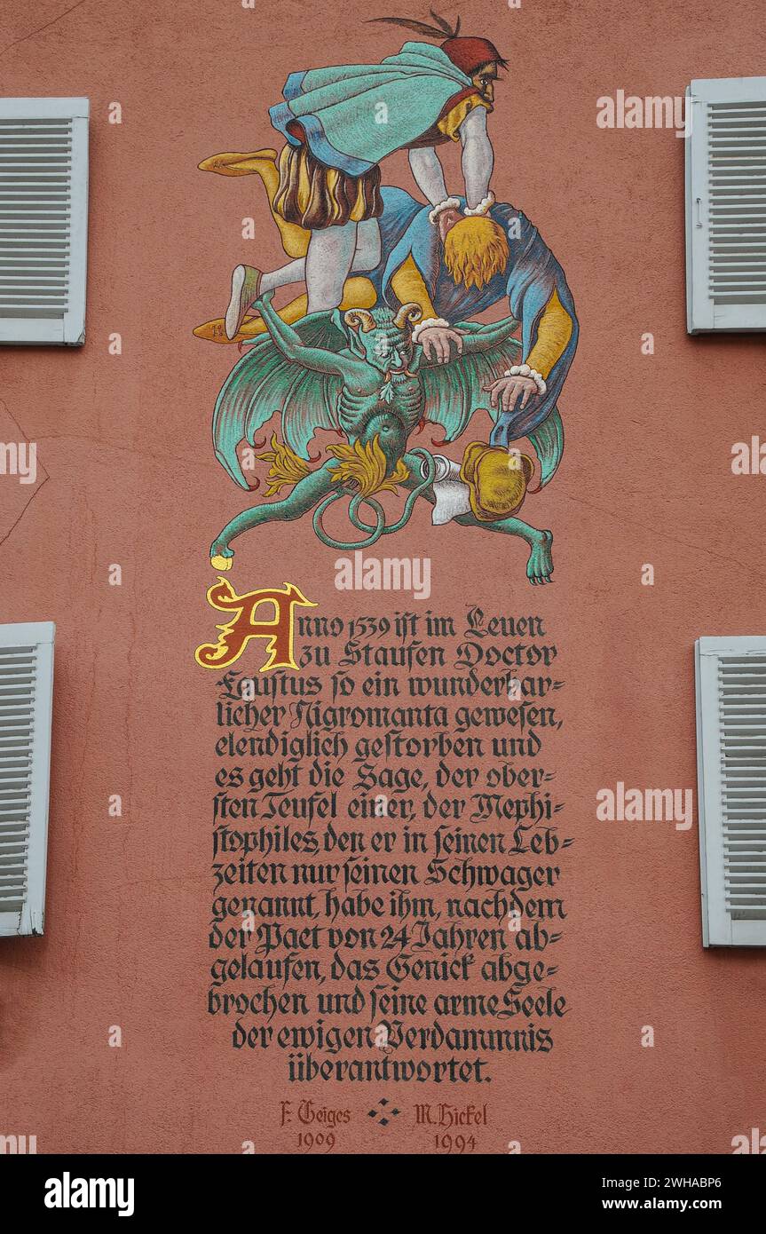 Mural and inscription marking the death of Doctor Faustus or Faust and ...