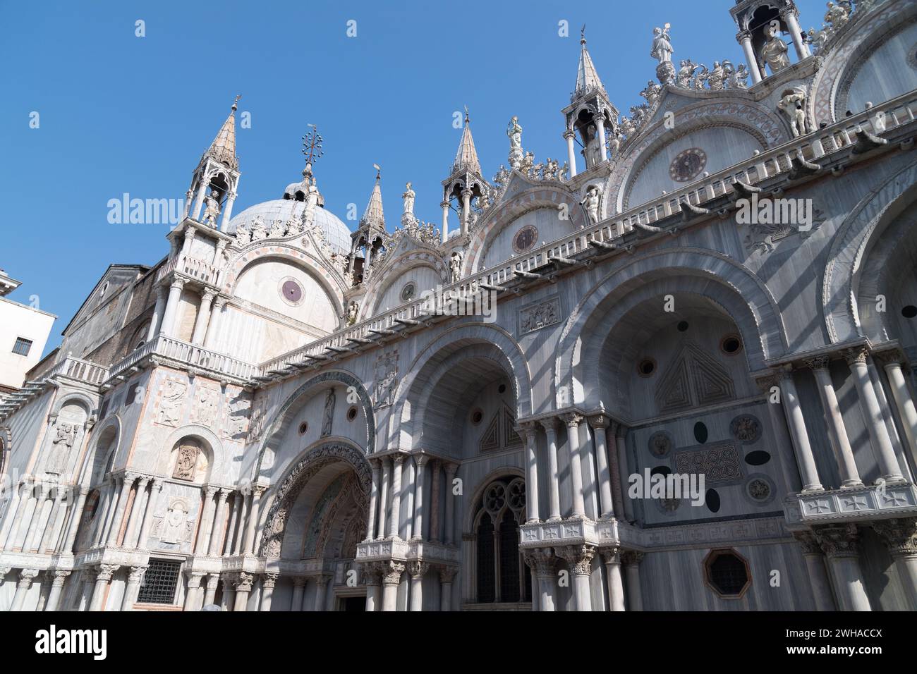 Middle-Byzantine, Romanesque and Gothic main facade of Basilica Cattedrale Patriarcale di San ...