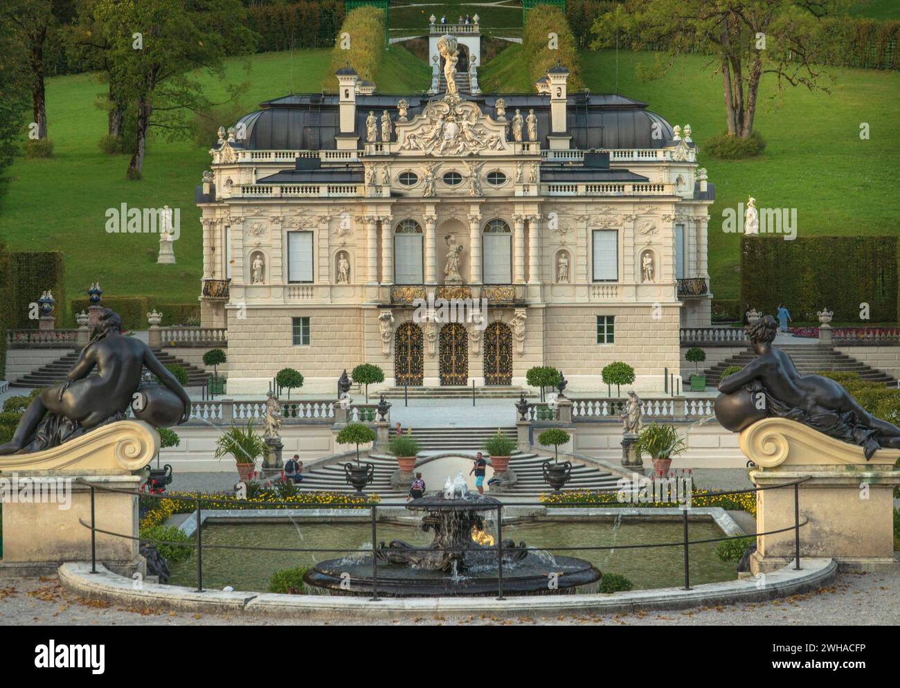 Linderhof Palace. The palace of the Bavarian king in autumn Stock Photo ...