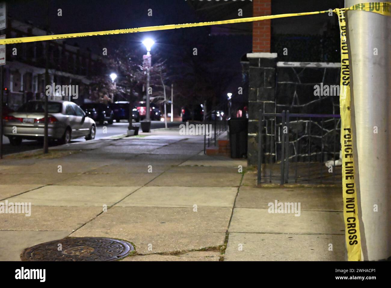 Police tape, Friday morning blocks the area to pedestrians and vehicles ...
