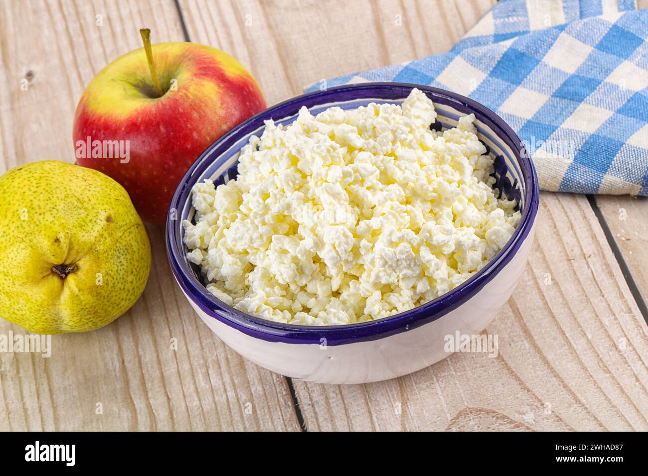 Organic grain cottage cheese in the bowl Stock Photo - Alamy
