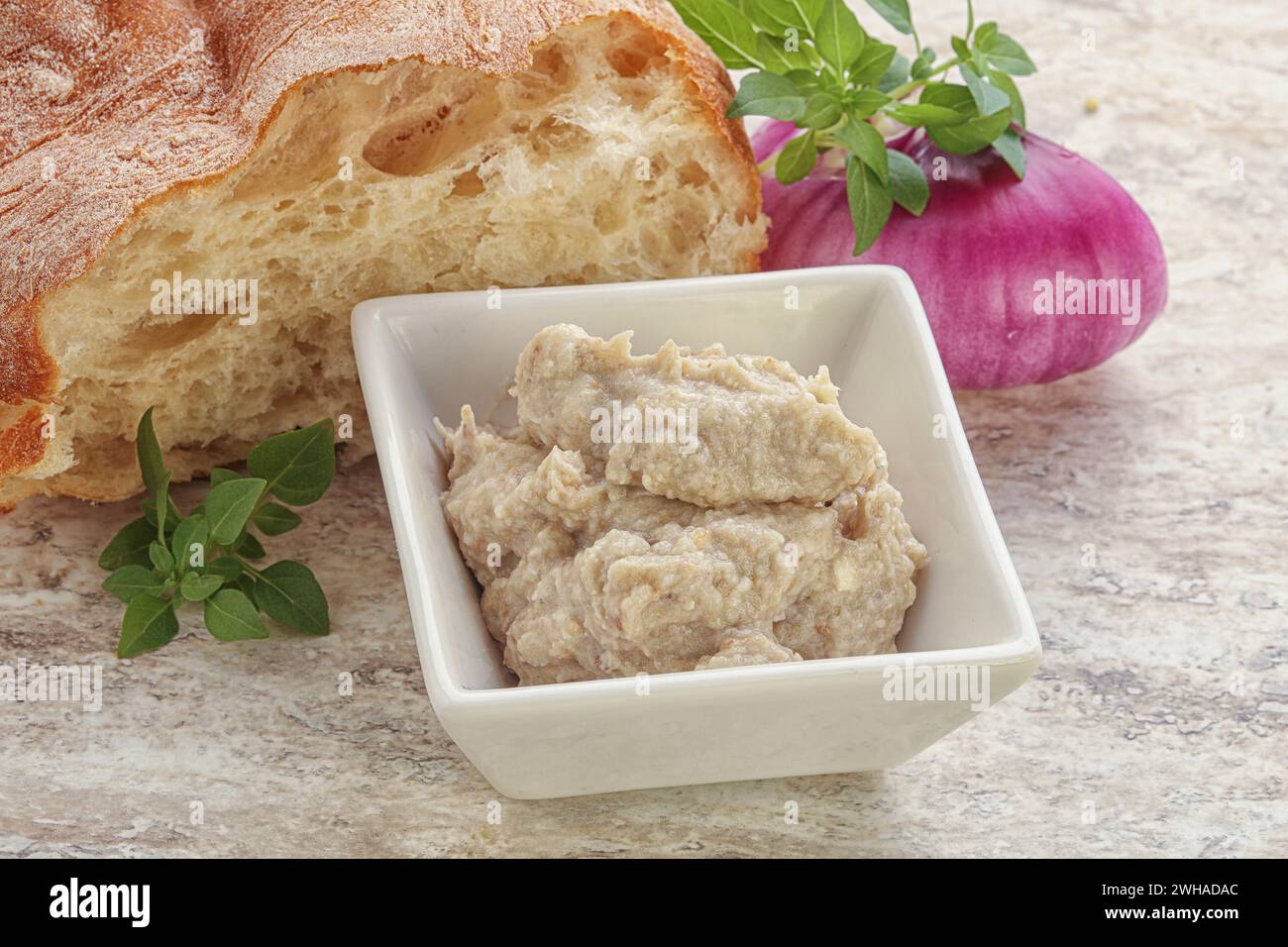 Jewish traditional cuisine herring mousse Forsmak with butter Stock ...