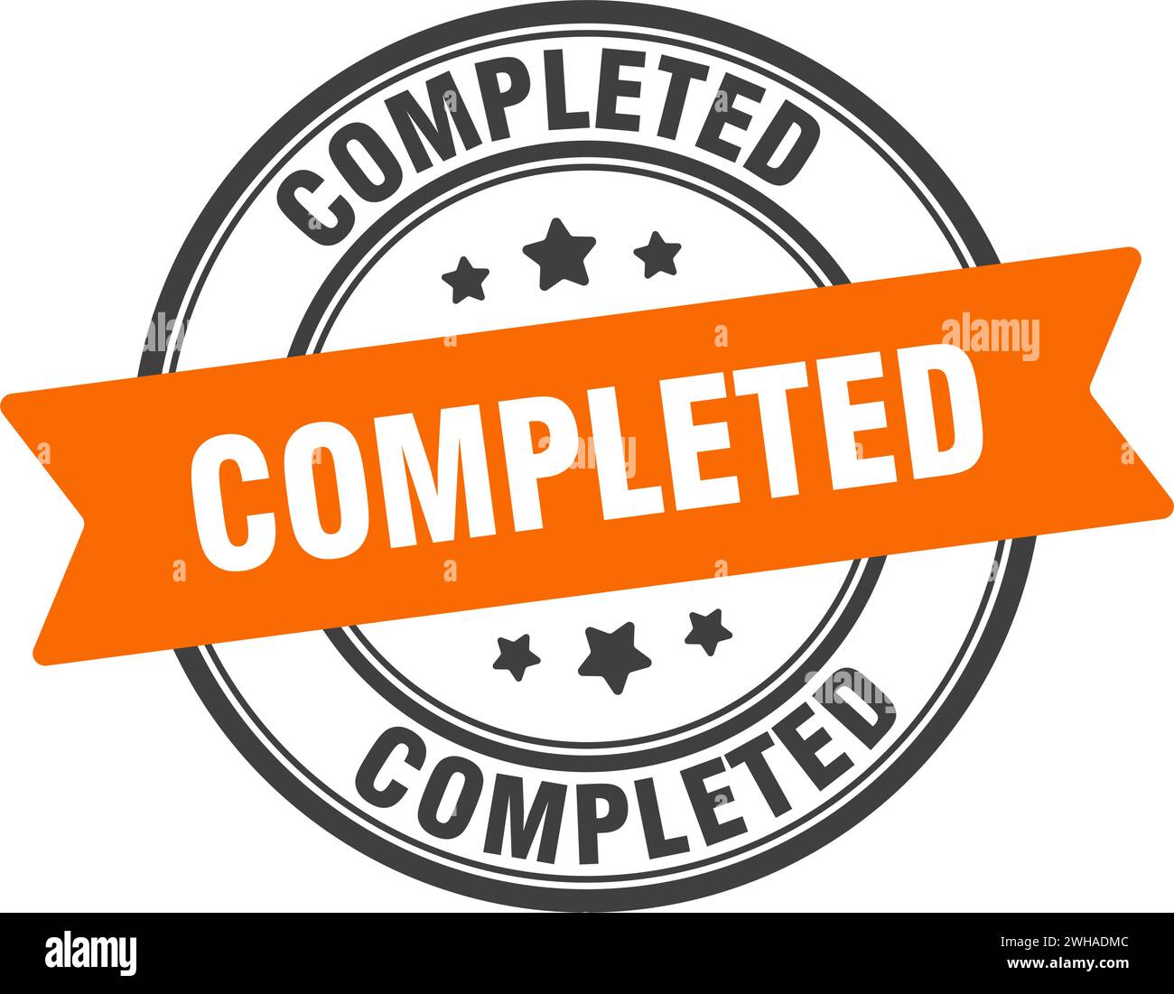 completed stamp. completed round sign. label on transparent background ...