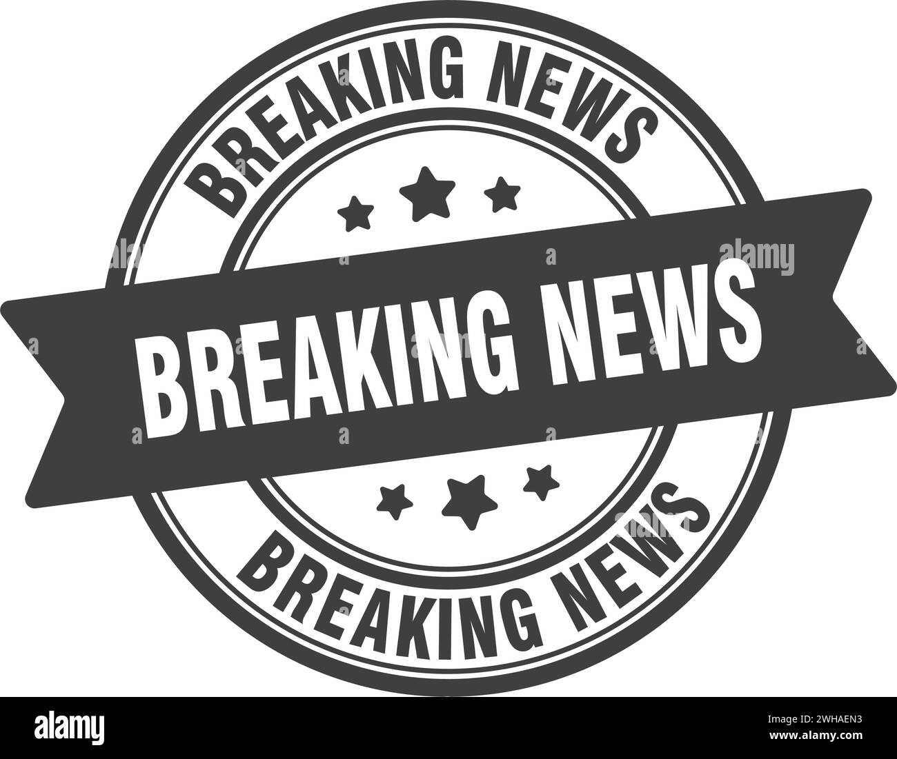 breaking news stamp. breaking news round sign. label on transparent ...