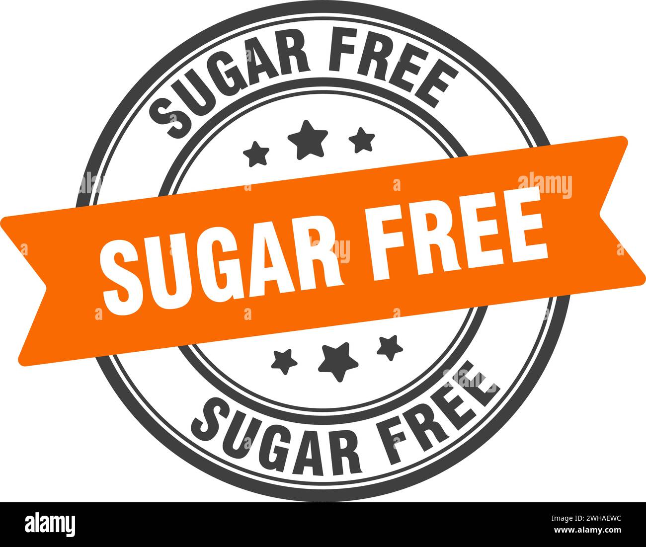 sugar free stamp. sugar free round sign. label on transparent ...