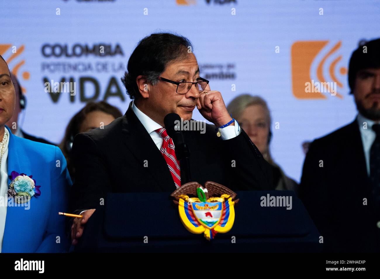 Colombian president Gustavo Petro speaks during a press conference ...