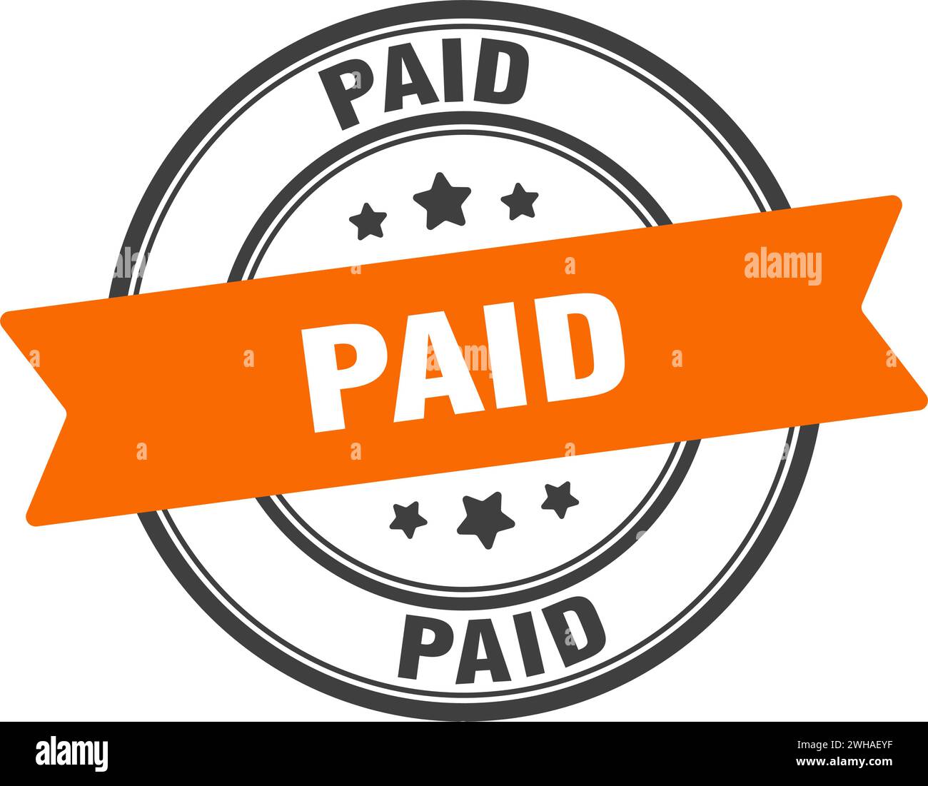 paid stamp. paid round sign. label on transparent background Stock ...