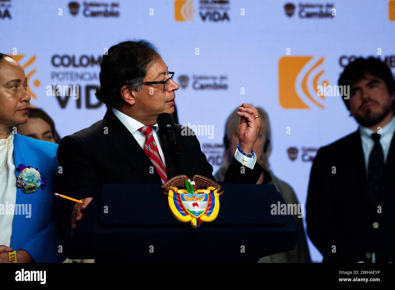 Colombian president Gustavo Petro speaks during a press conference ...