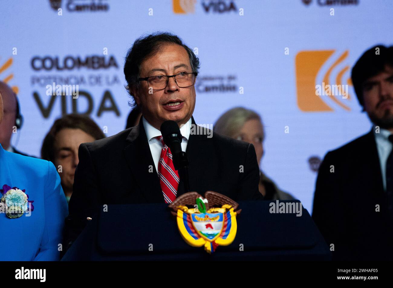 Colombian president Gustavo Petro speaks during a press conference ...