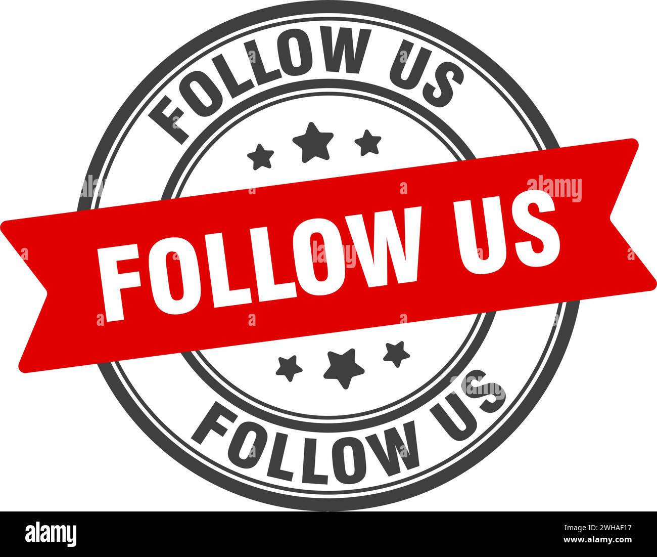 follow us stamp. follow us round sign. label on transparent background ...