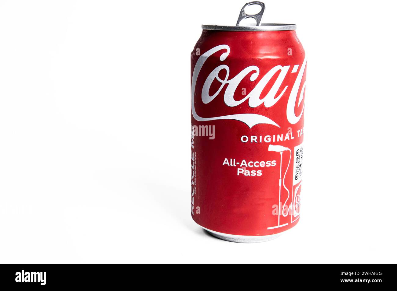 A can of Coca Cola on a white background Stock Photo - Alamy