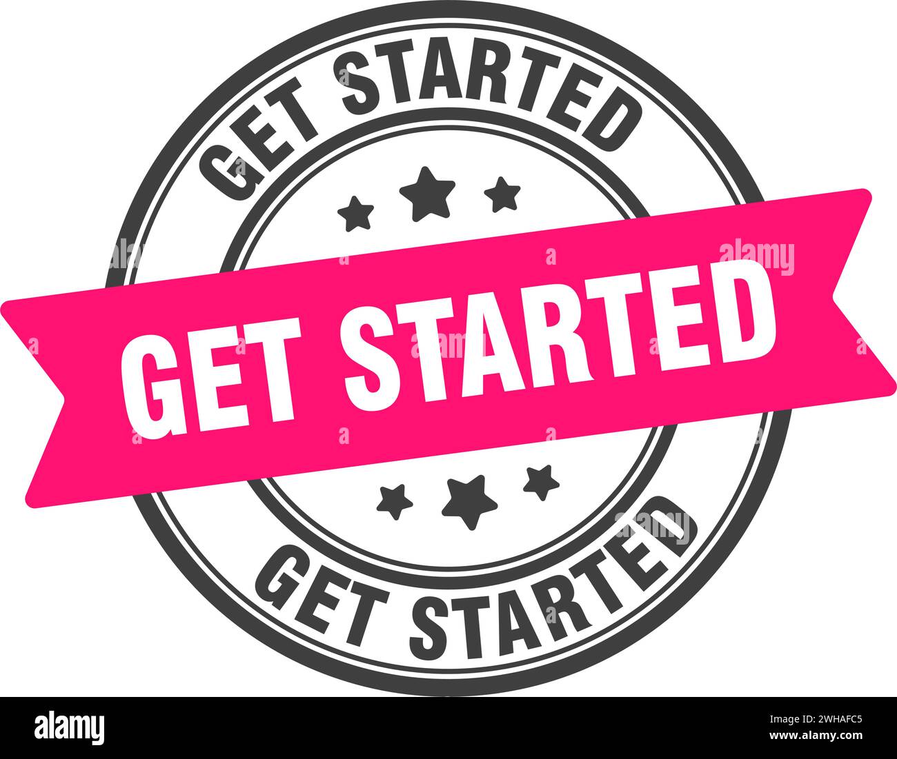 get started stamp. get started round sign. label on transparent ...