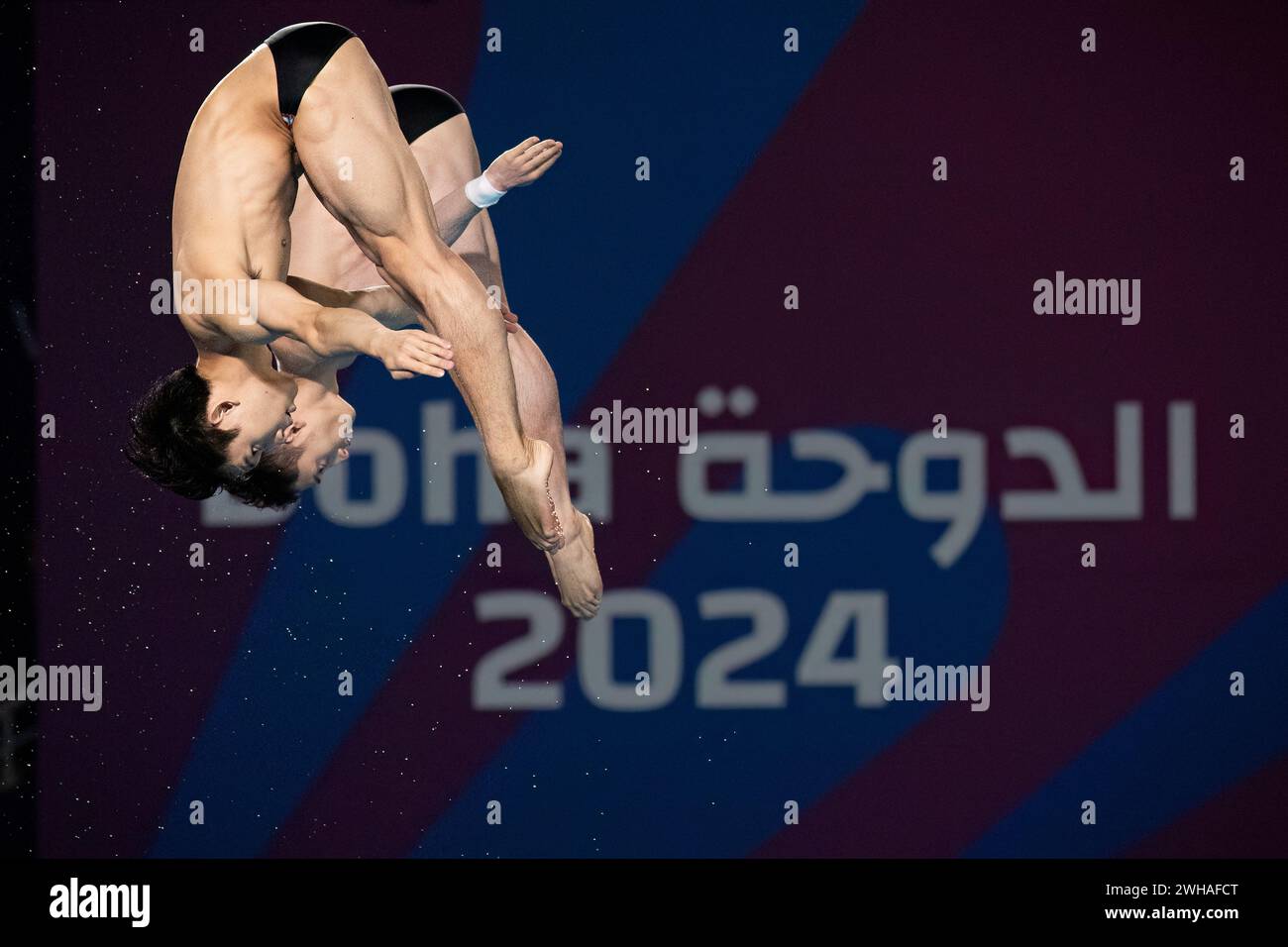 Doha, Qatar. 08th Feb, 2024. Gold medal winners Junjie Lian and Hao ...