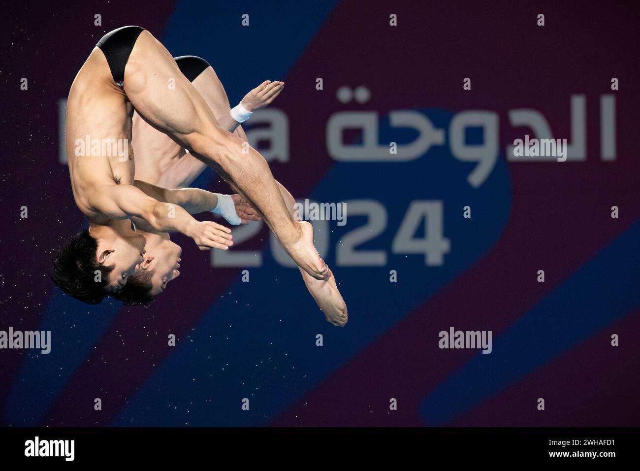Doha, Qatar. 08th Feb, 2024. Gold medal winners Junjie Lian and Hao ...