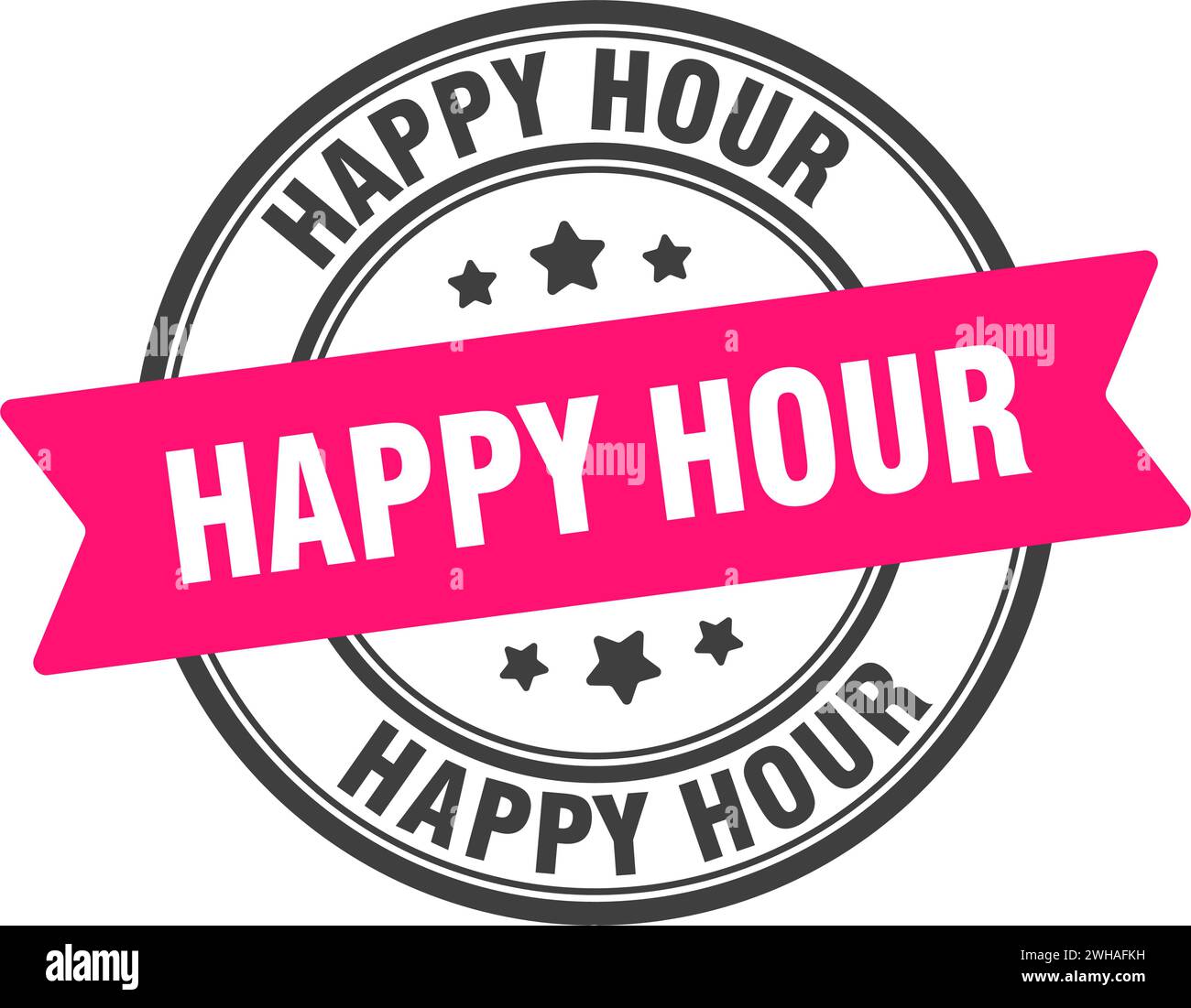 happy hour stamp. happy hour round sign. label on transparent ...
