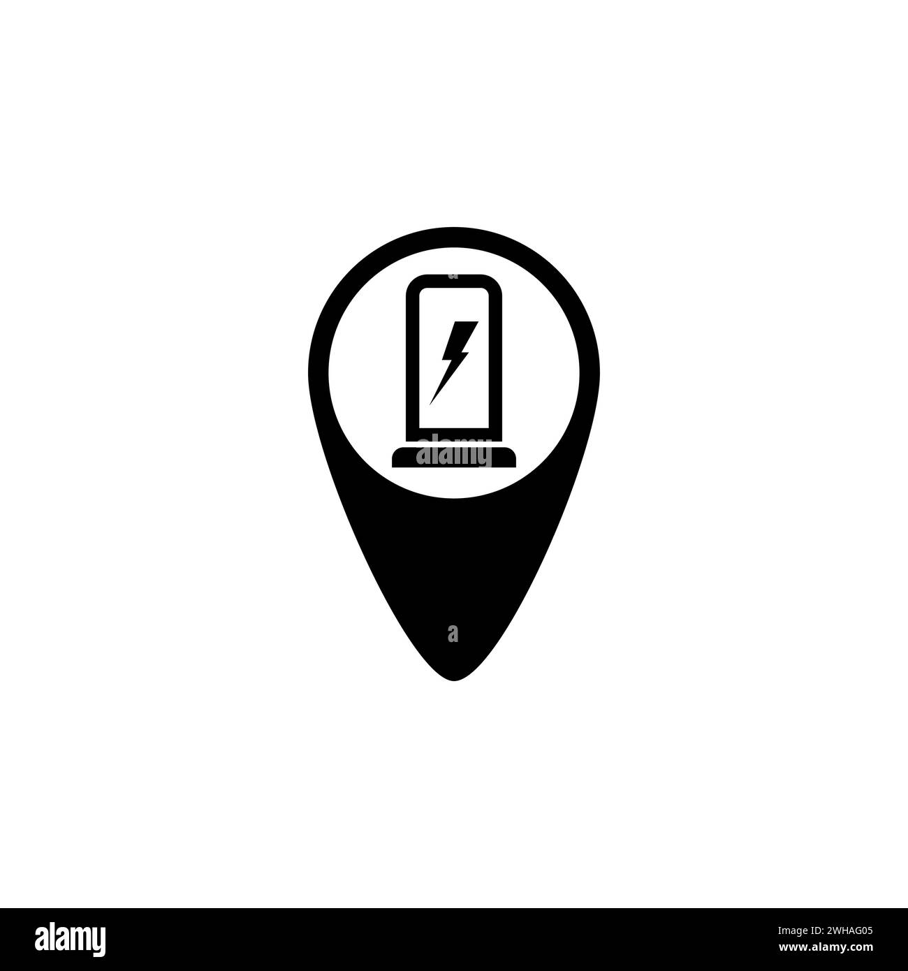 Electric Car Charge Station Map Pin flat vector icon. Simple solid ...