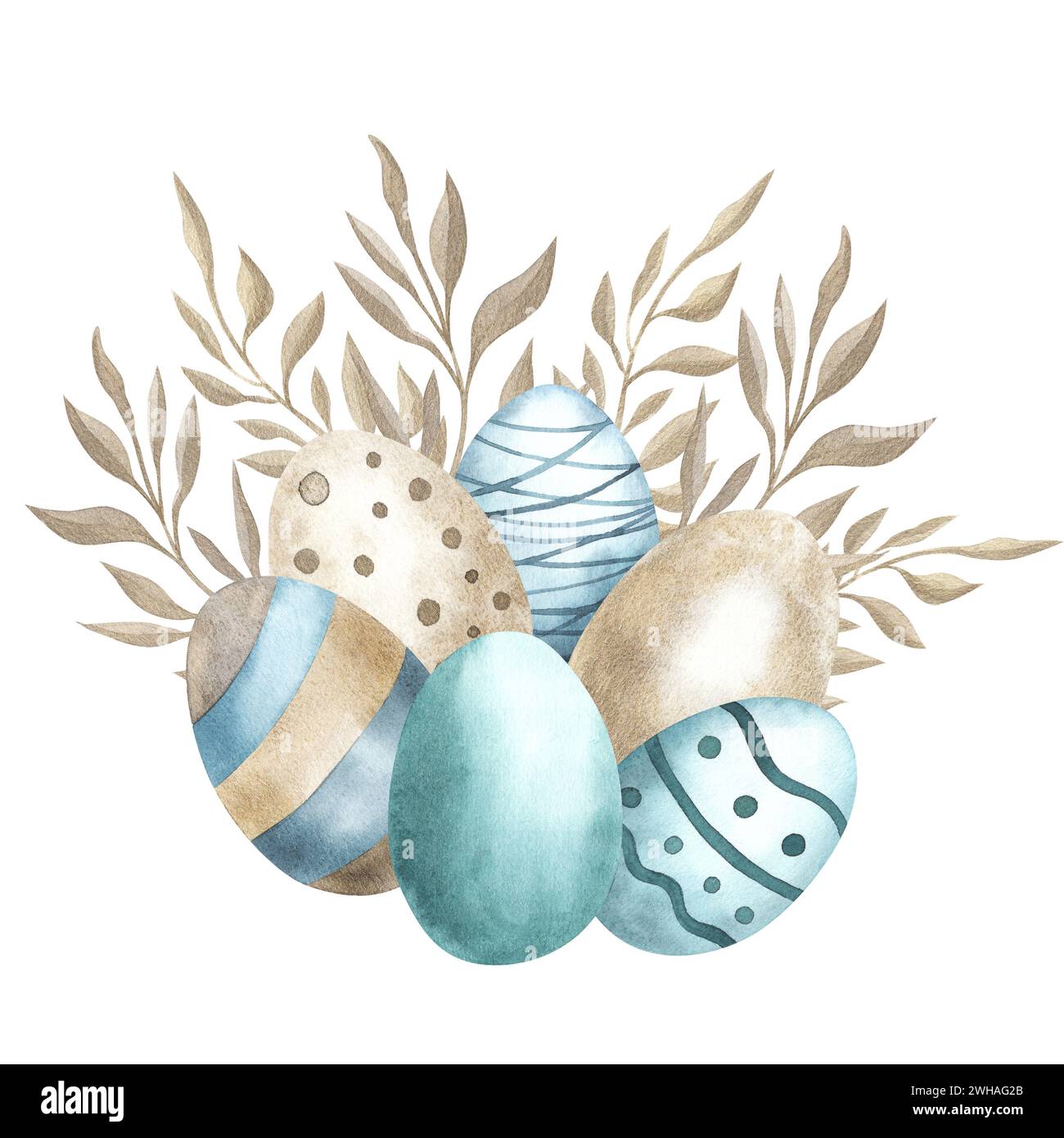 Hand drawn Easter eggs watercolor set. Illustration for greeting card ...