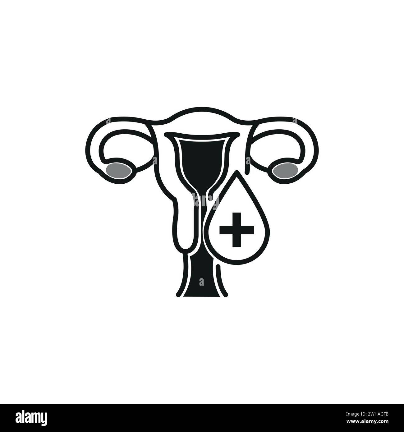 Female Reproductive System Organ Icon Vector Black Colour Stock Vector