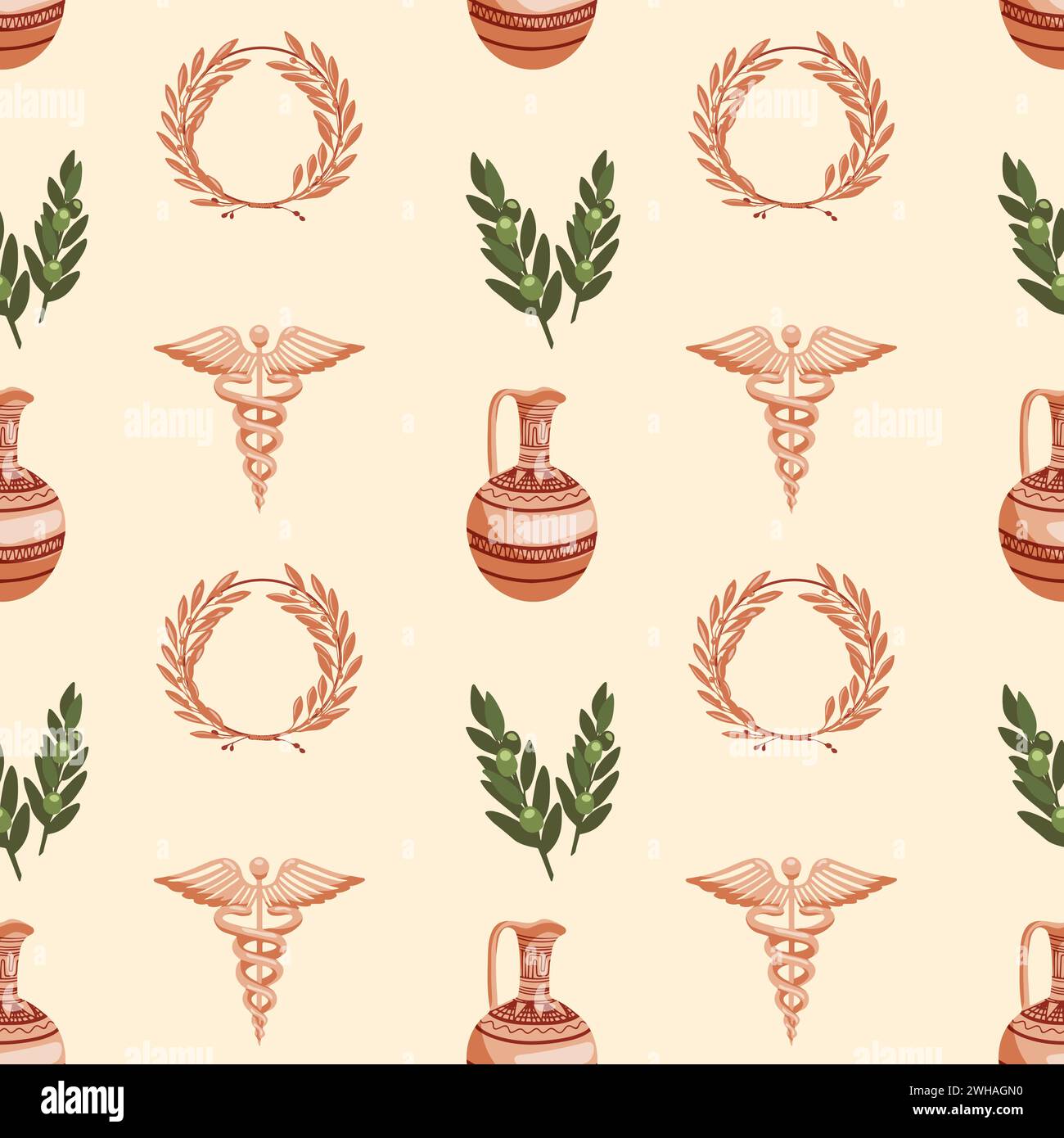 Seamless pattern with antique ancient Greek elements for a unique ...