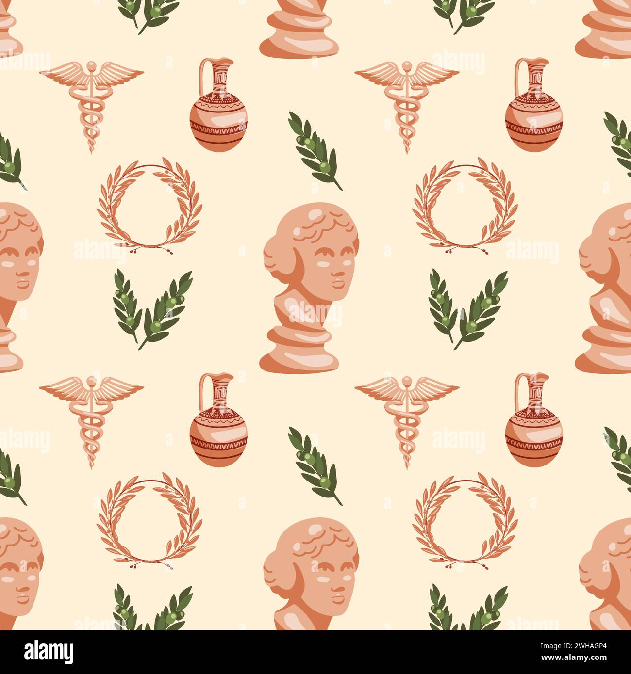 Seamless pattern with antique ancient Greek elements for a unique ...