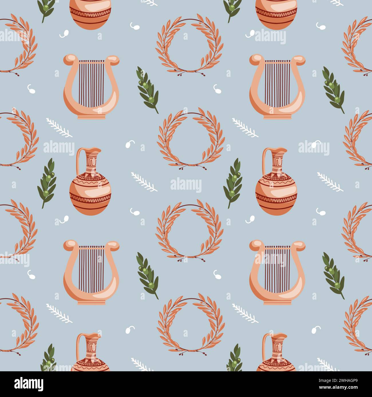 Seamless pattern with antique ancient Greek elements for a unique ...