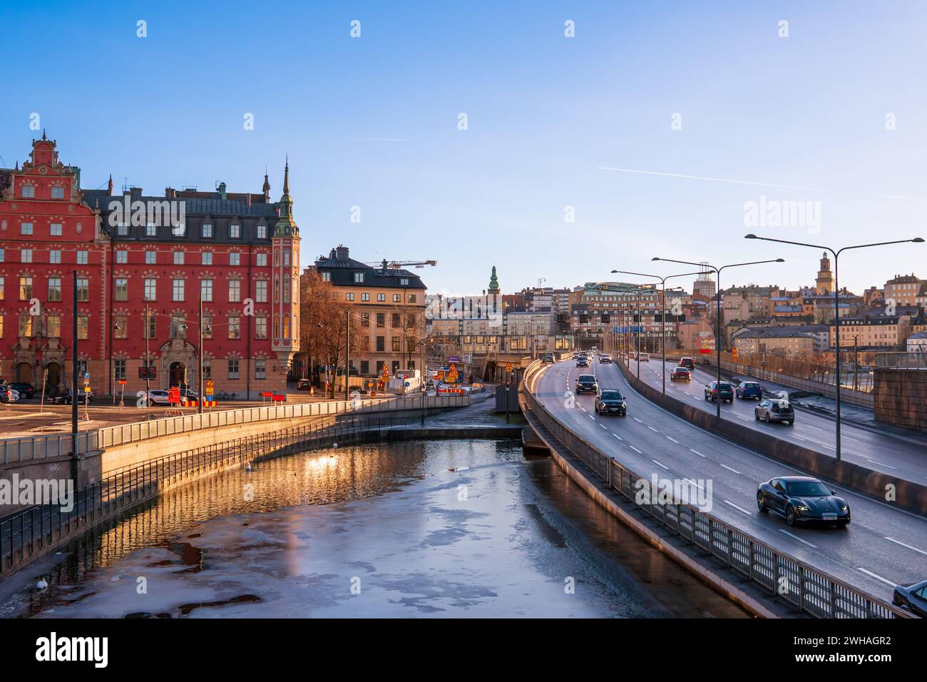 main avenue trought old town of Stockholm, between gamla stan and ...