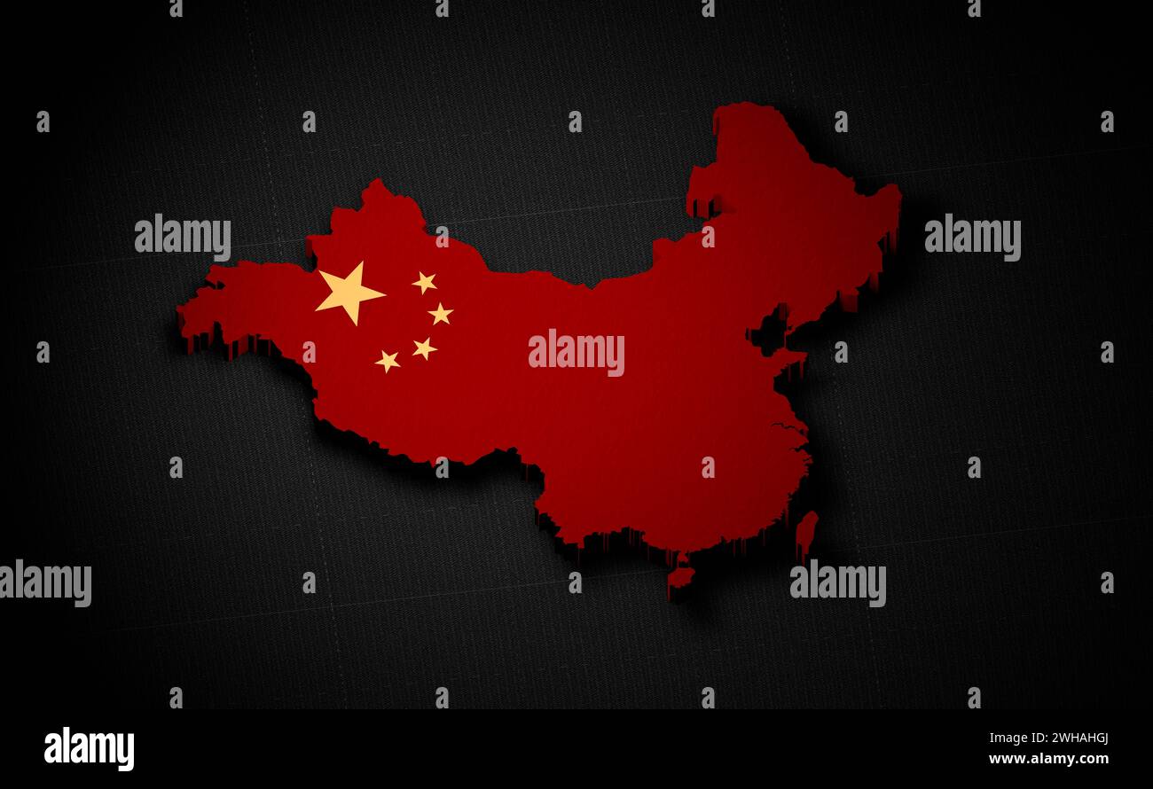 China map flag hi-res stock photography and images - Alamy