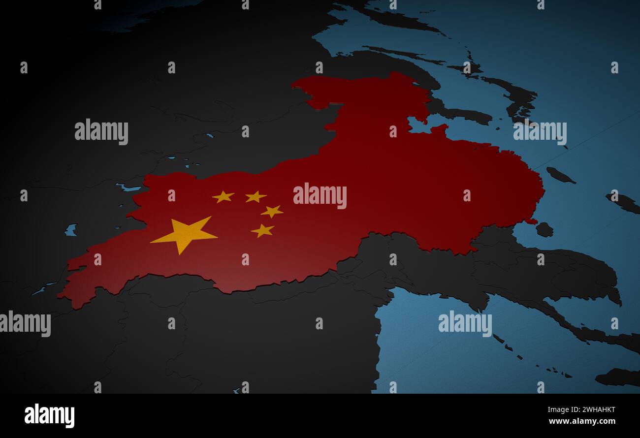 China map in national flag colors. 3D illustration Stock Photo - Alamy