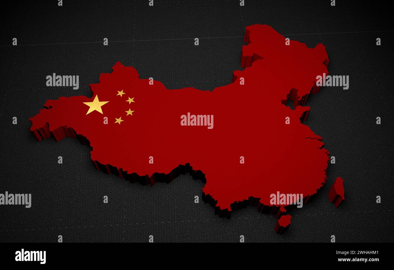 China map flag hi-res stock photography and images - Alamy